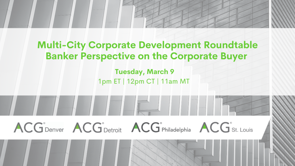 Multi-City Corporate Development Roundtable Banker Perspective on the Corporate Buyer (By ...
